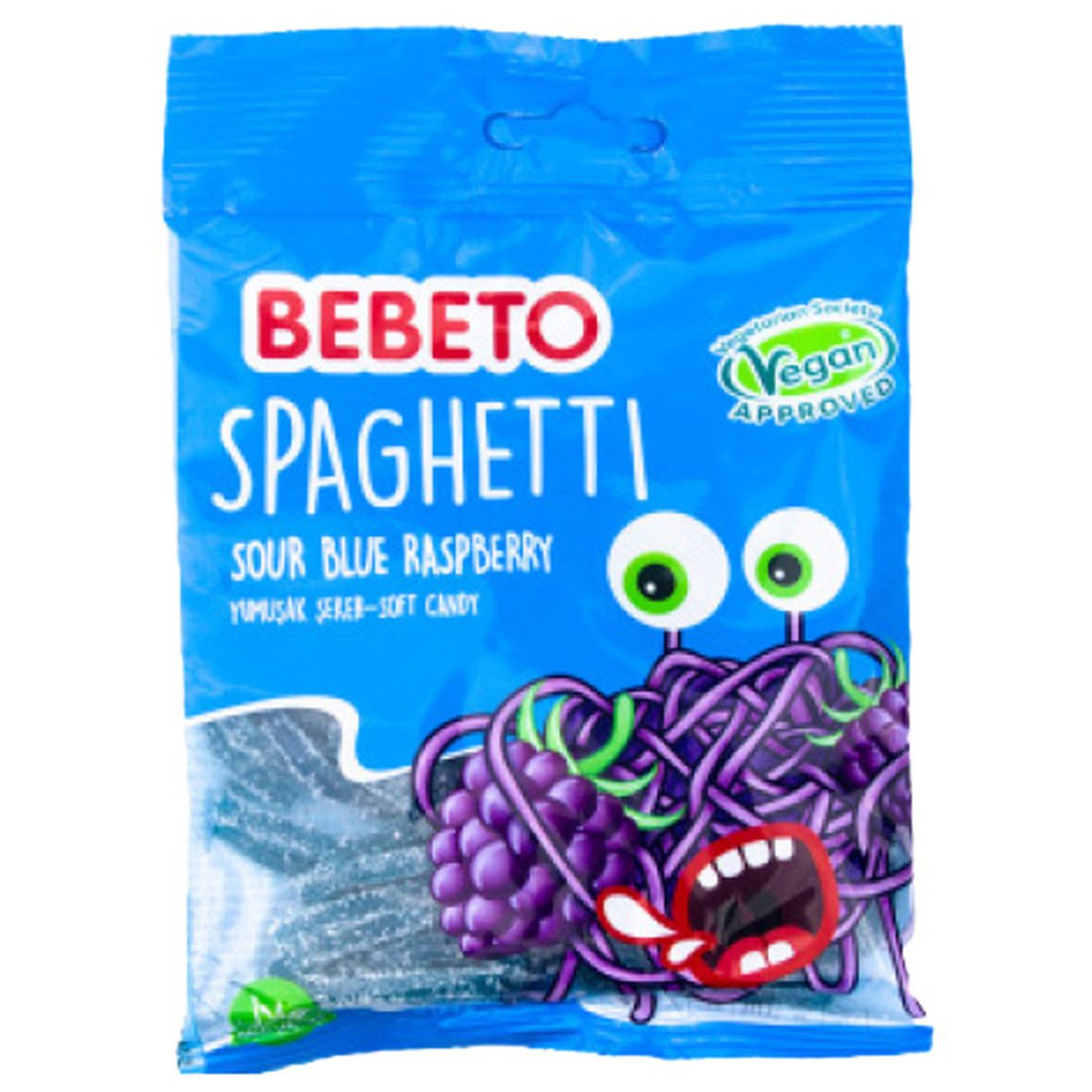 Bebeto Spaghetti Sour Blue Raspberry (70g) - Naschhaus - Schweden - Shop