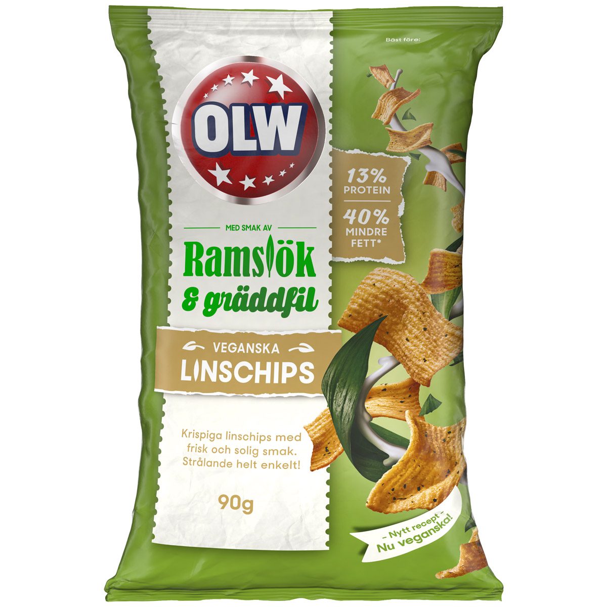 OLW Linschips Ramslök & Gräddfil (90g) - Verpacktes - Naschhaus